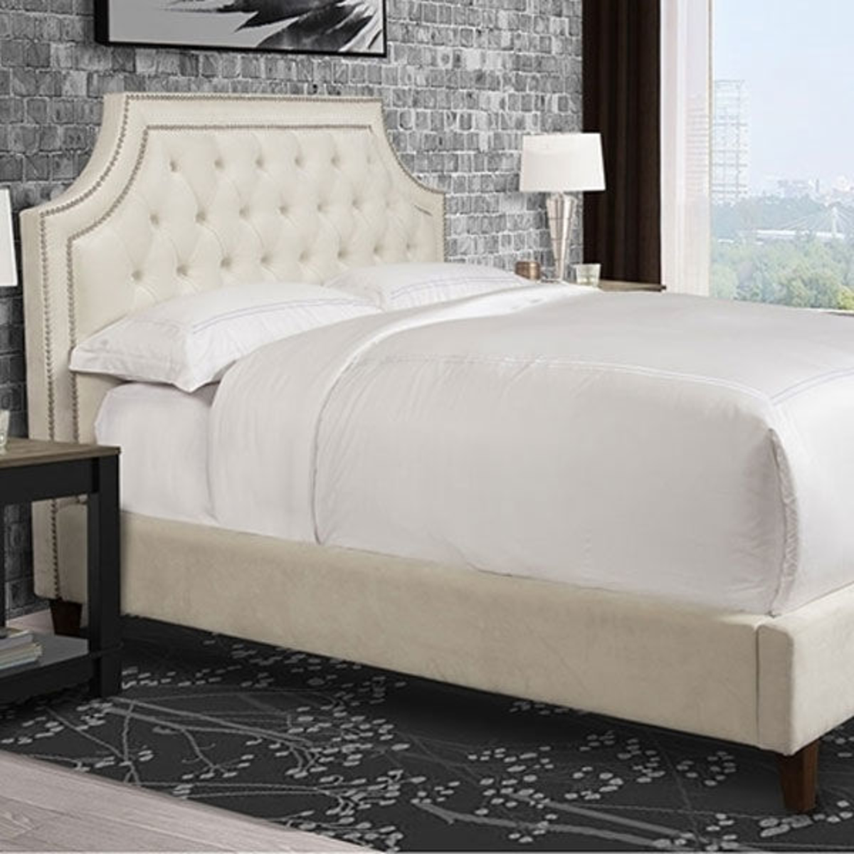 JASMINE UPHOLSTERED CHAMPAGNE KING BED | Babette's Furniture | Leesburg ...