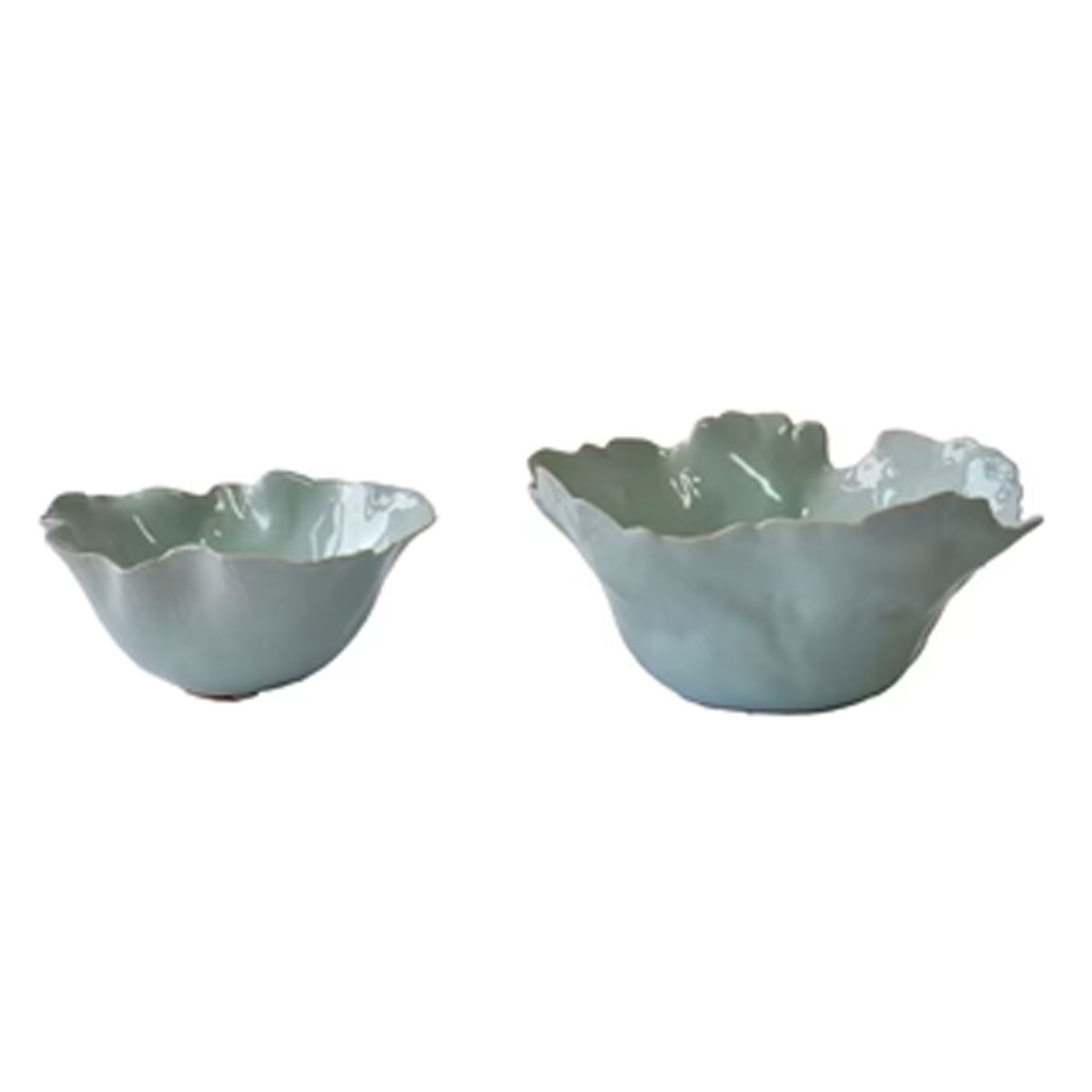 S/2 ANTIGUA BLUE RUFFLE BOWLS